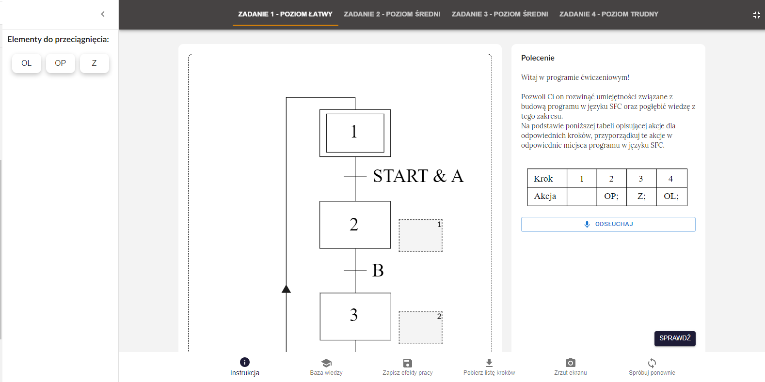 Algorytmy SFC - Tworzenie algorytmów pracy urządzeń mechatronicznych - zpe.gov.pl